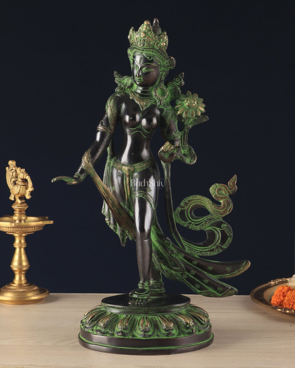 Buy Brass Tibetan Tara Devi Buddhist Goddess Idol - 15" Budhshiv.com