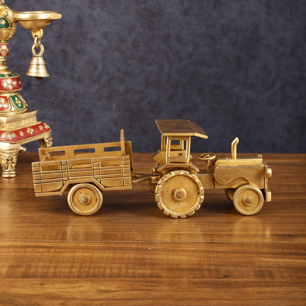 Buy Pure Brass Tractor Showpiece - 4" Height - Budhshiv.com