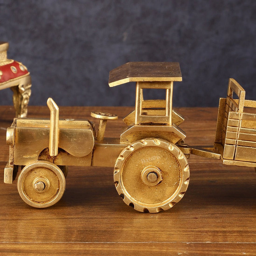 Buy Pure Brass Tractor Showpiece - 4" Height - Budhshiv.com