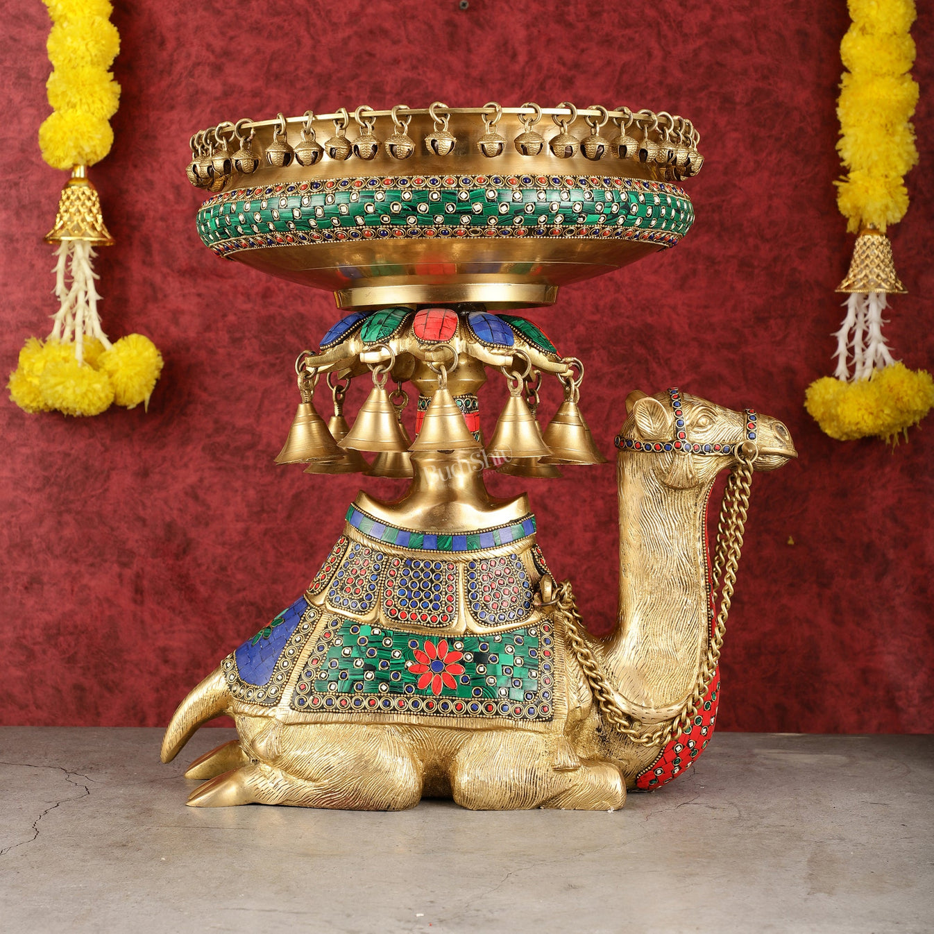 16" Pure Brass Urli with Meenakari Stonework – Budhshiv.com