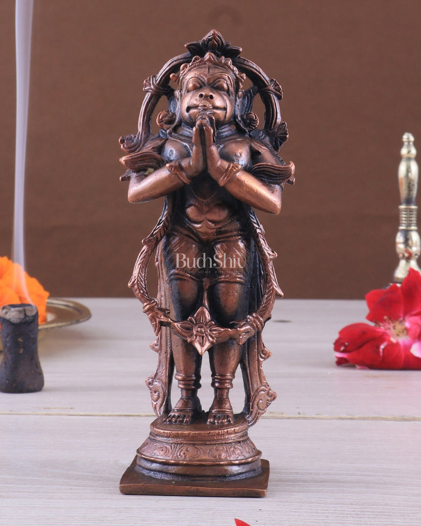 Buy Pure Copper Anjaneya Standing Lord Hanuman in Anjali Namaskar Mudra ...