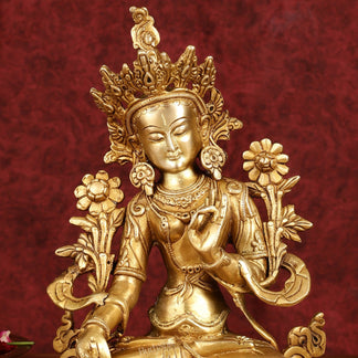 Buy Sacred 11-Inch Pure Brass White Tara Devi Statue - Handcrafted ...