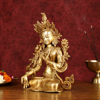 Buy Sacred 11-Inch Pure Brass White Tara Devi Statue - Handcrafted ...