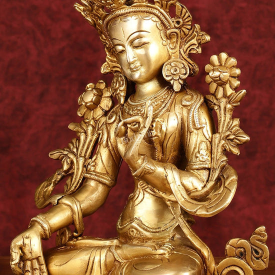 Buy Sacred 11-Inch Pure Brass White Tara Devi Statue - Handcrafted ...