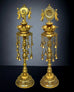 Superfine Brass Shankh Chakra Oil Lamps - Pair 30 inch - Budhshiv.com