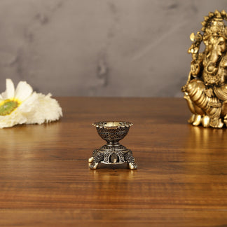Buy Single Miniature Brass Vastu Tortoise/Turtle Oil Lamp Diya 2 ...