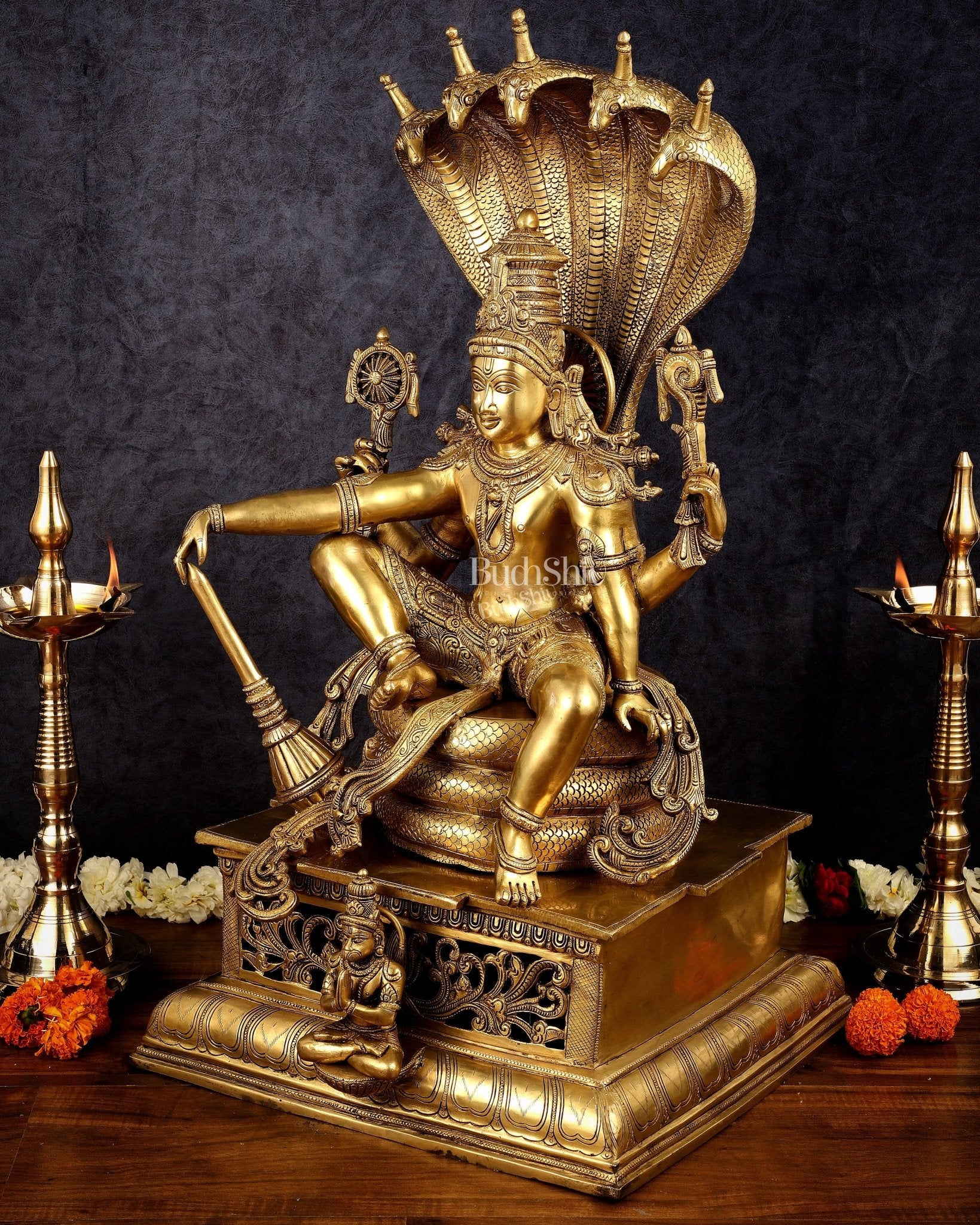 Buy Brass Lord Vishnu statue 30" - Budhshiv.com