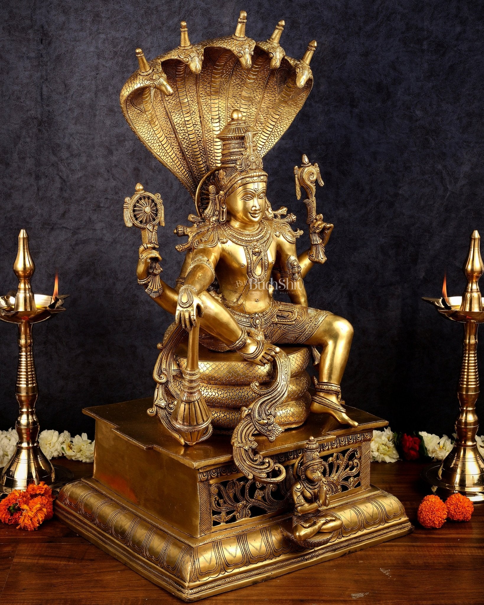 Buy Brass Lord Vishnu statue 30" - Budhshiv.com