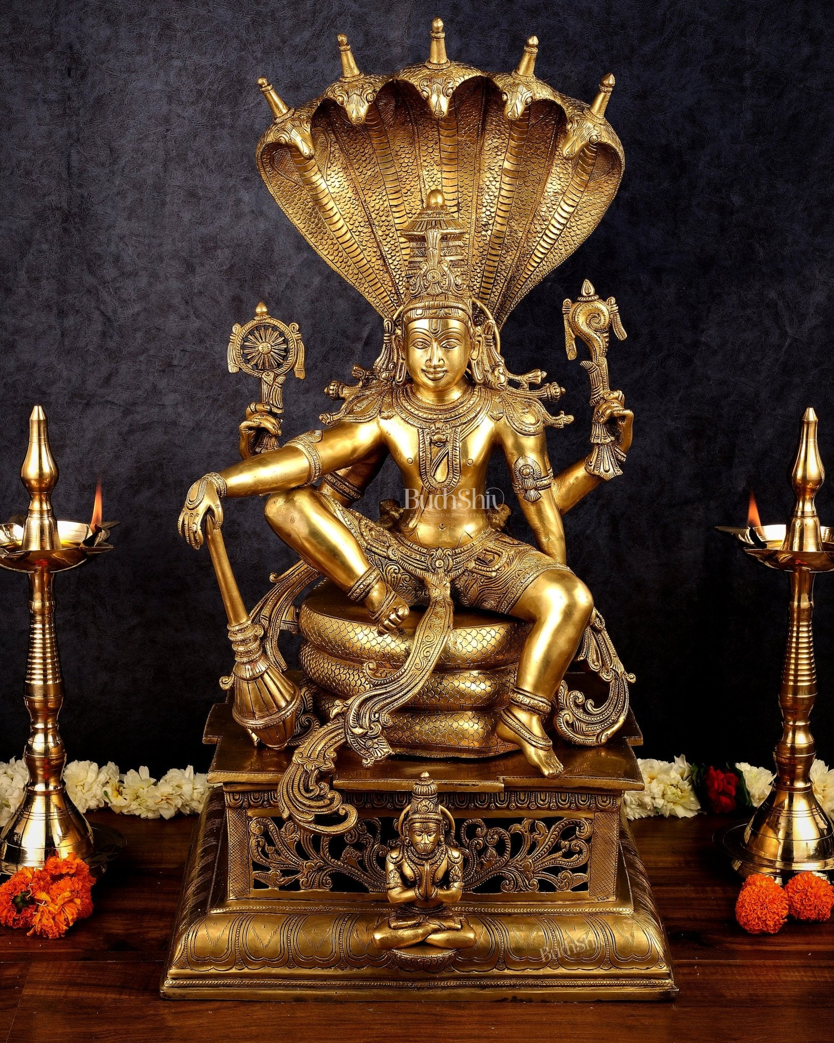 Buy Brass Lord Vishnu statue 30" - Budhshiv.com