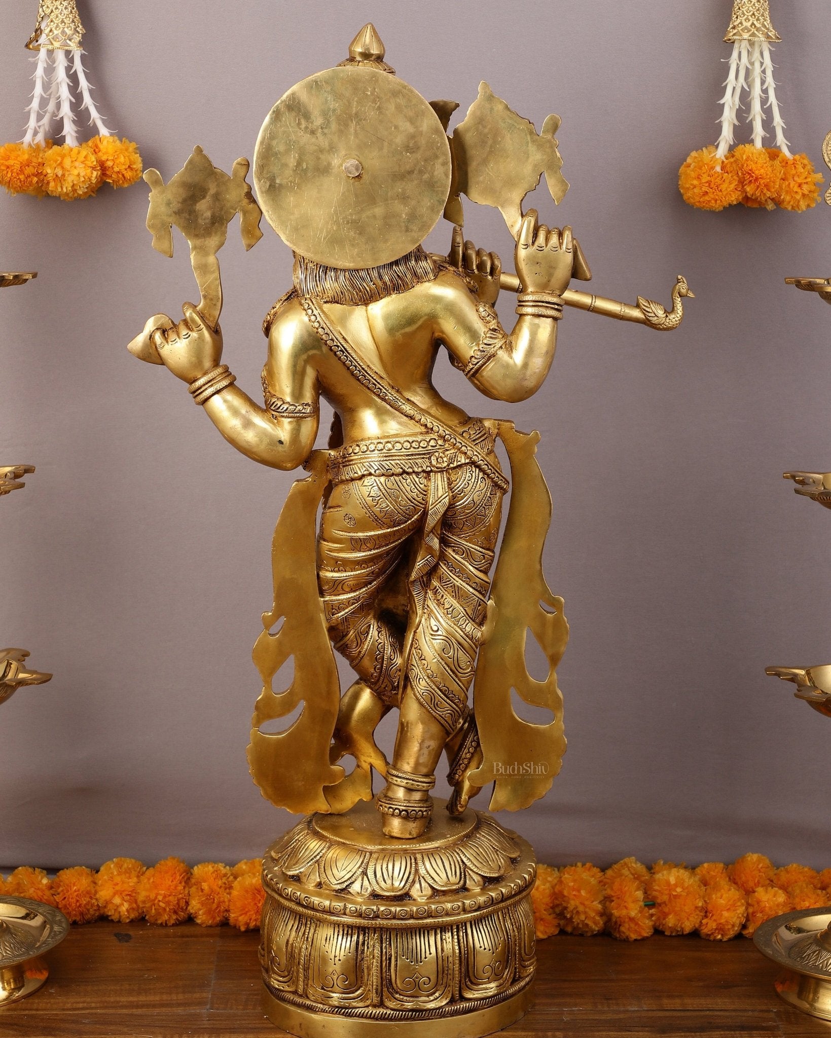 Buy Superfine Brass Vishnu roopam Krishna Sculpture with Four Arms - 32 ...