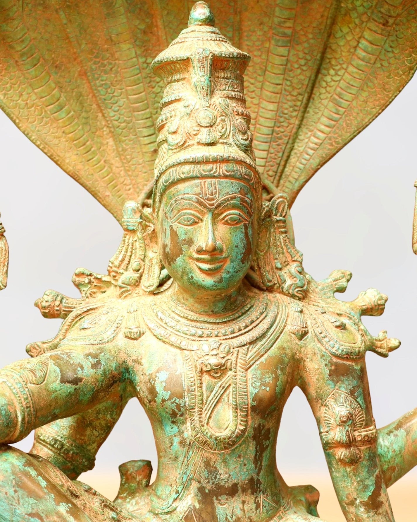Buy Vintage Antique Green Patina Brass Lord Vishnu Shri Hari Narayanan ...
