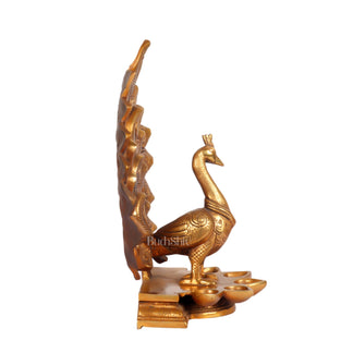 Antique Finish Large Brass Peacock Panchdeep | Exquisite Home Decor 12 ...