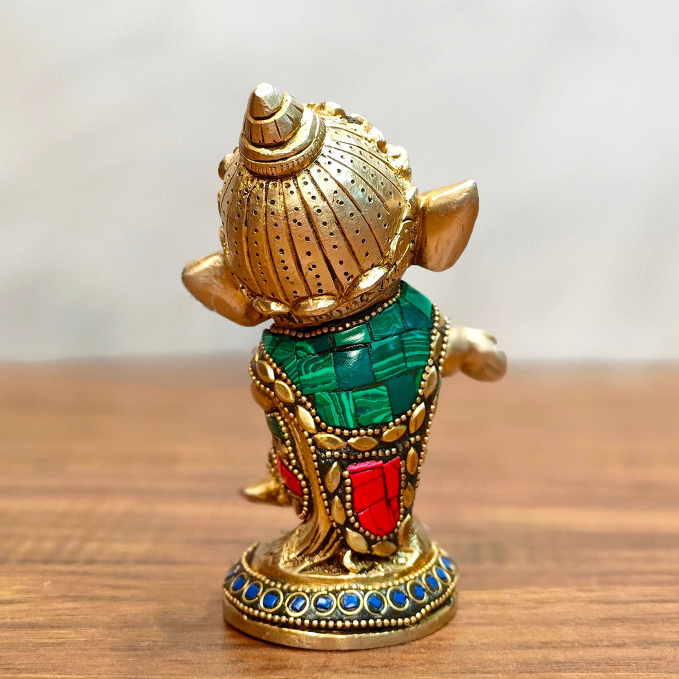 Buy Baby Dholak Ganesha Brass Idol - Perfect for Office Desk, Study ...