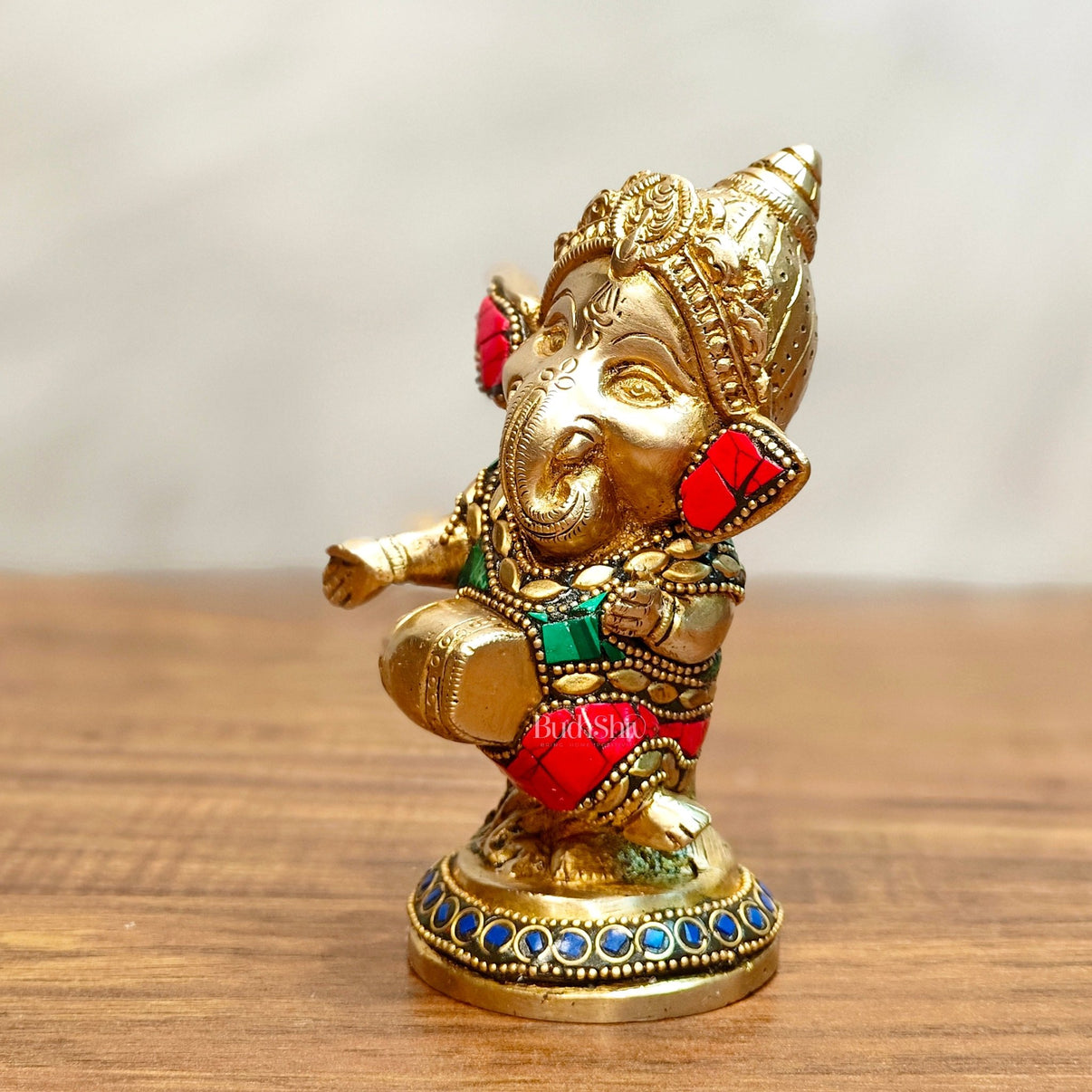 Buy Baby Dholak Ganesha Brass Idol - Perfect for Office Desk, Study ...