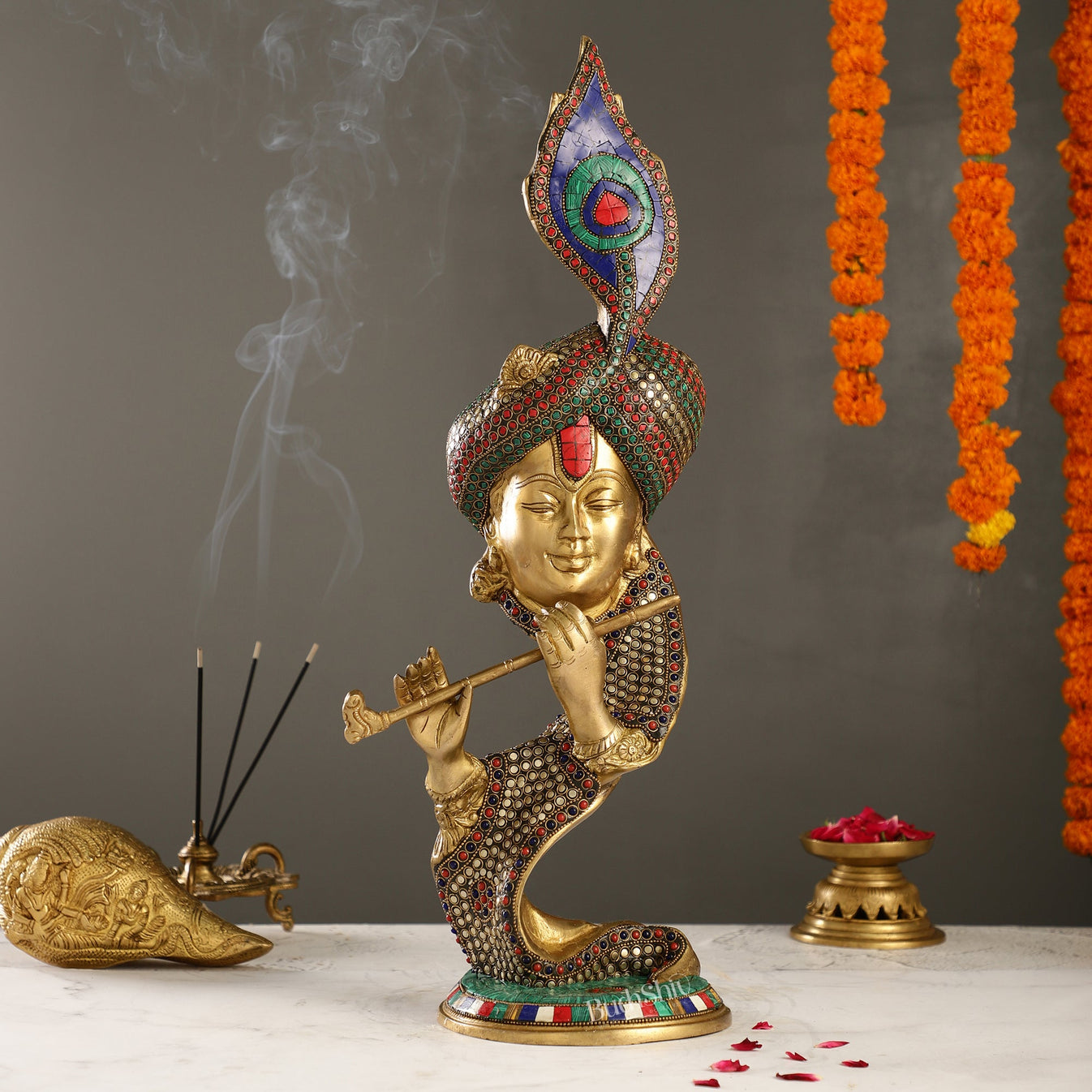 Brass Krishna Idol Beautiful Showpiece 20 Inch | Budhshiv.com