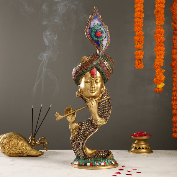 Brass Krishna Idol Beautiful Showpiece 20 Inch | Budhshiv.com