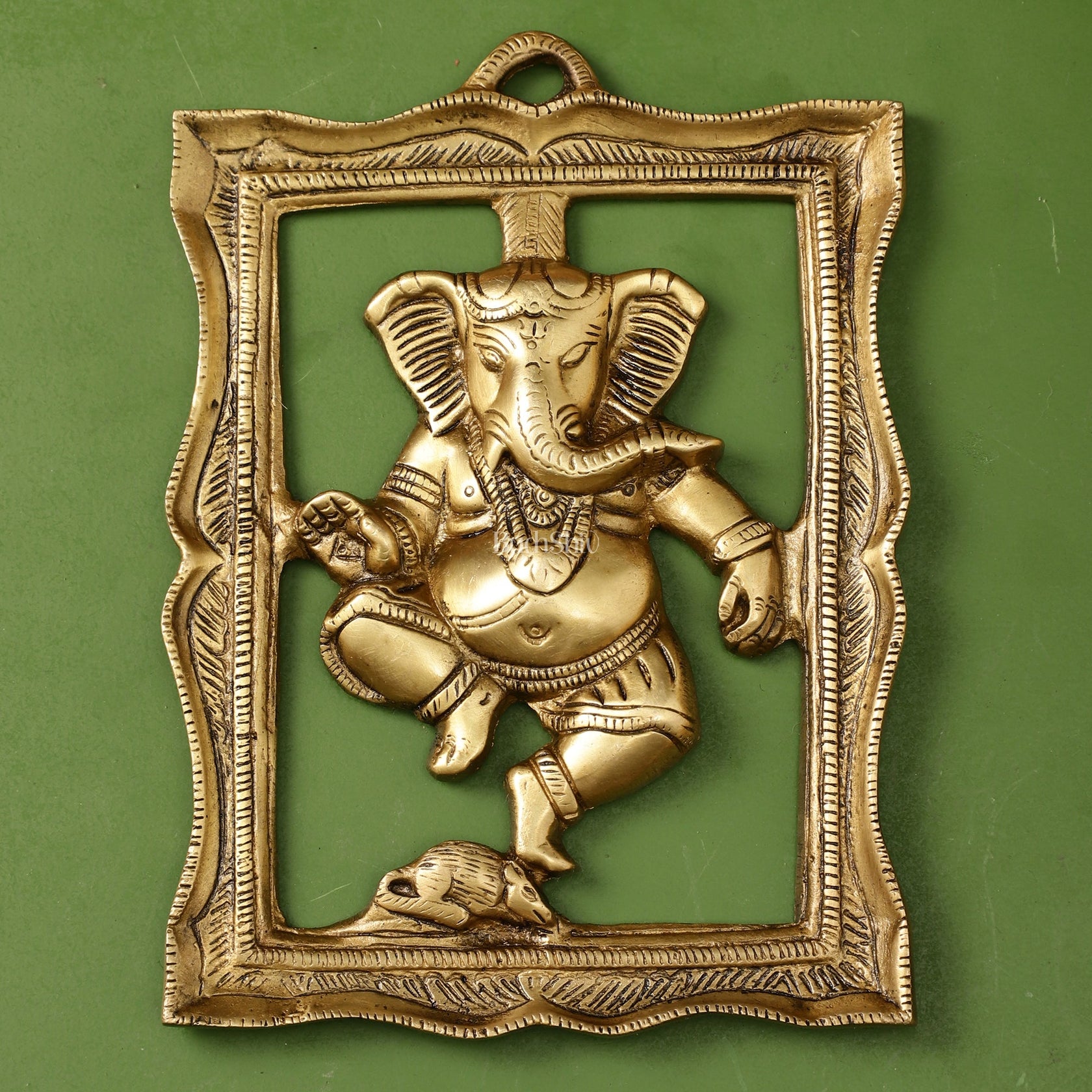 Brass Dancing Ganesha Wall Hanging - 8 x 6 inch – Budhshiv.com
