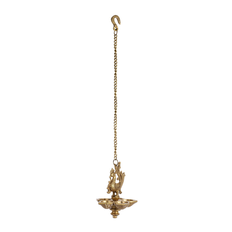 Buy Brass Hanging Peacock Annam Pakshi Oil Lamp Vilakku - Budhshiv.com