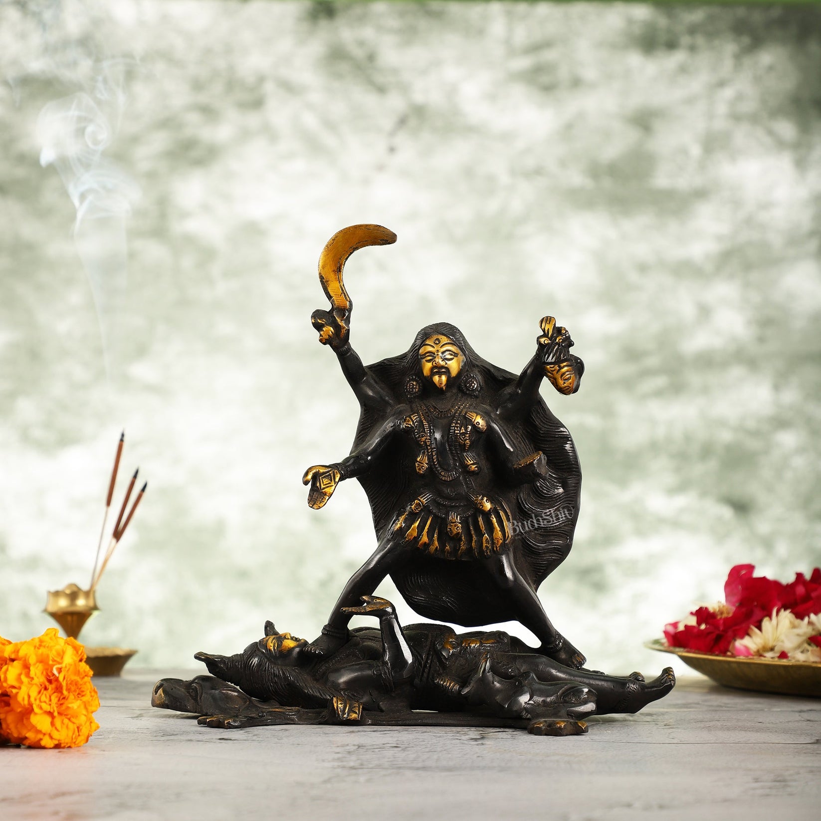 Buy Brass Kali Ma Idol - 8.5 Inch Height - Budhshiv.com
