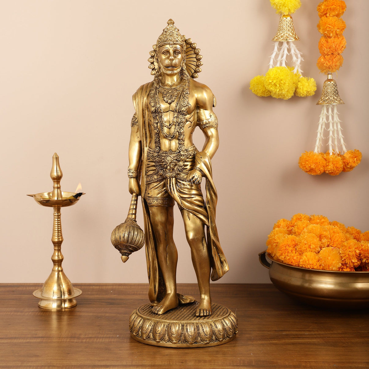 Brass Lord Hanuman Statue Standing 24" Height – Budhshiv.com