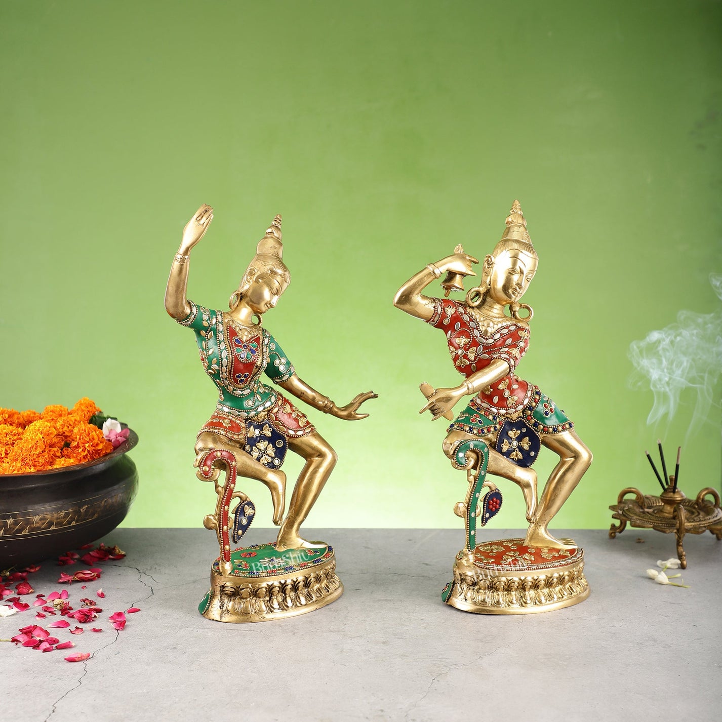 Buy Brass Lord Shiva and Parvati Dancing Idols 15 inch - Budhshiv.com