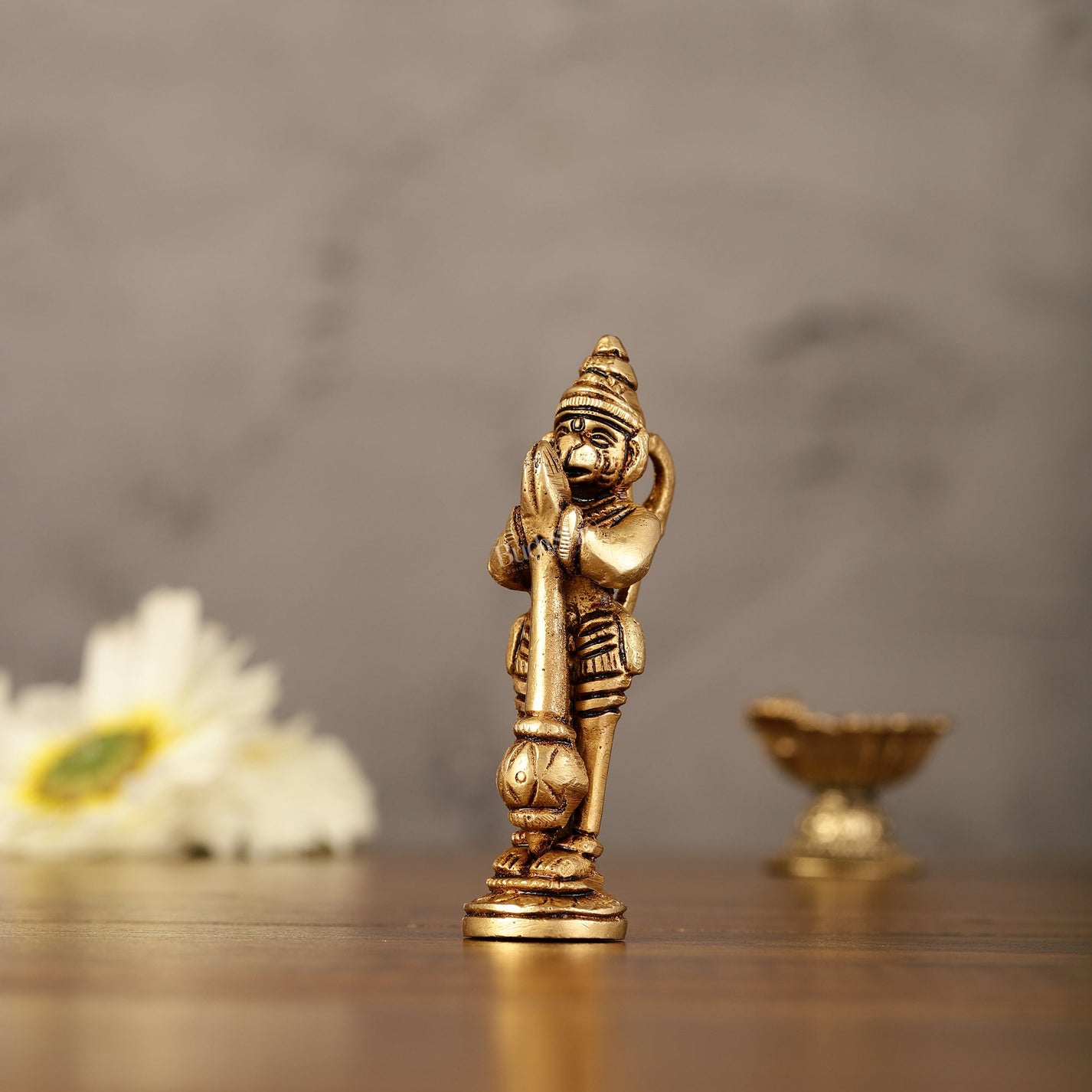 Buy Brass Miniature idol of Lord Hanuman standing 3 inch - Budhshiv.com