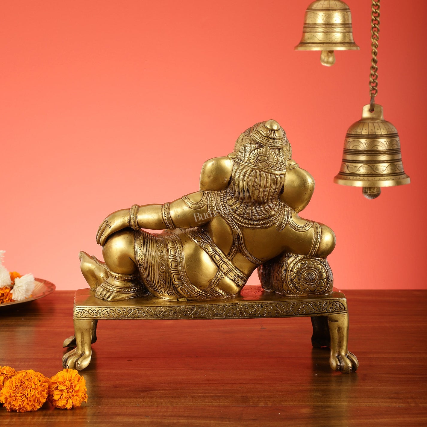 Brass Resting Ganesha Statue Idol - 12 Inch – Budhshiv.com