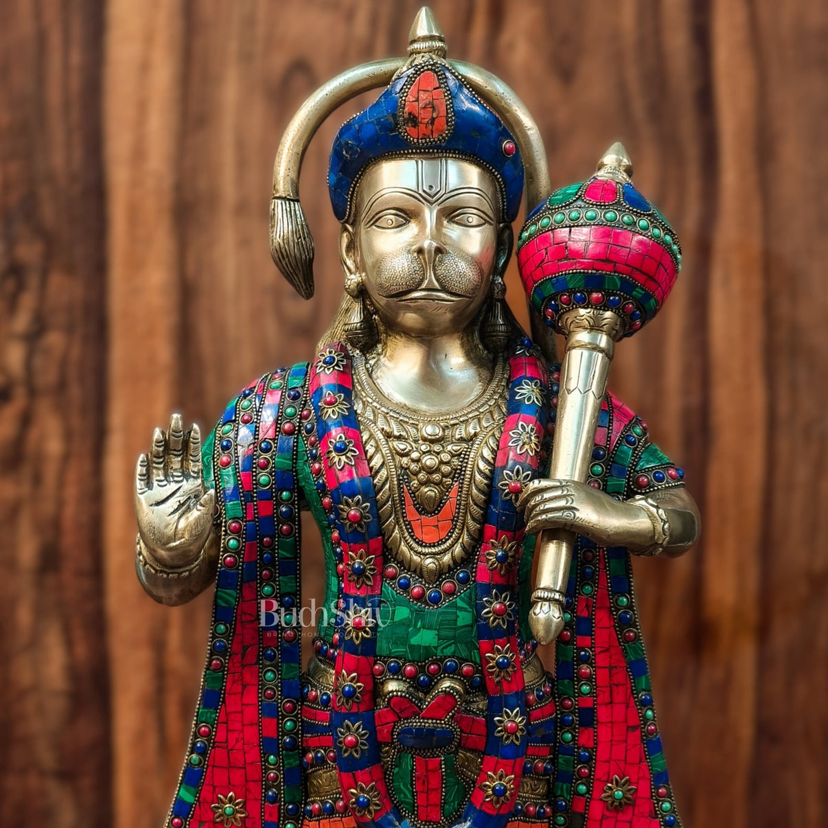 Buy Brass Standing Hanuman Statue 27" - Budhshiv.com