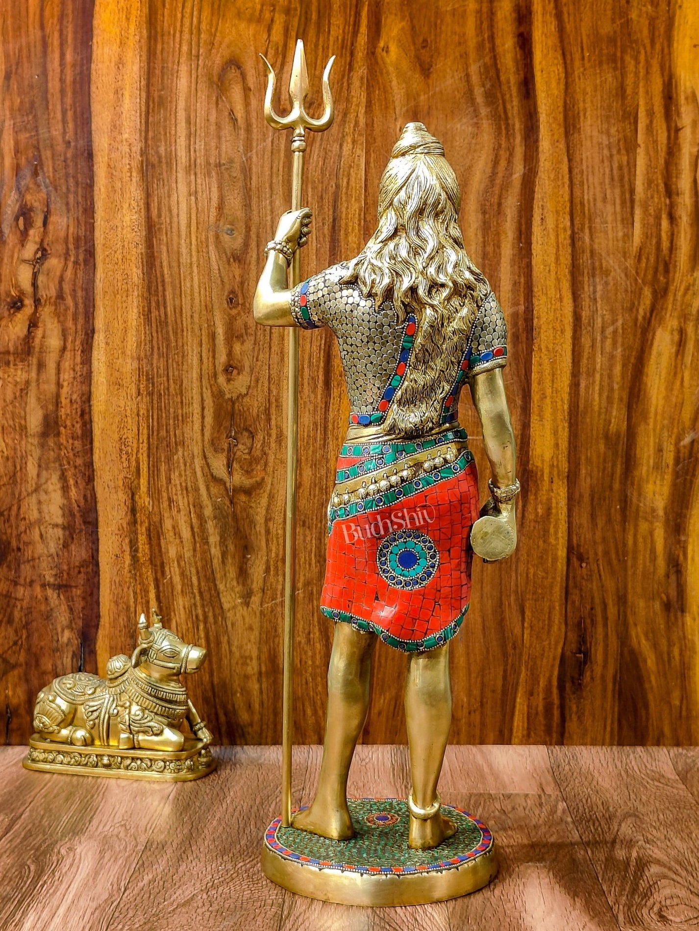 Buy Brass Standing Shiva Statue | 23" | Meenakari Artwork – Budhshiv.com