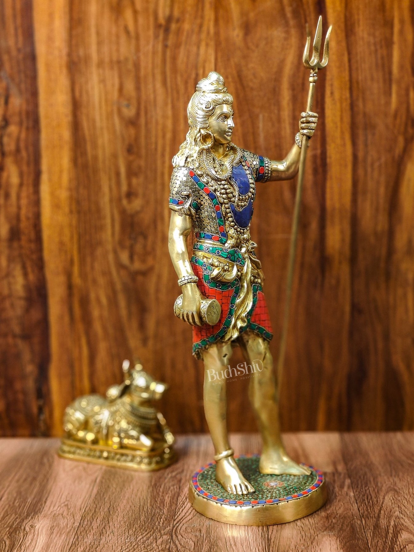 Buy Brass Standing Shiva Statue | 23" | Meenakari Artwork - Budhshiv.com