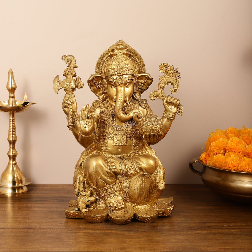 Brass Superfine Lord Ganesha Statue - 16 Inch – Budhshiv.com