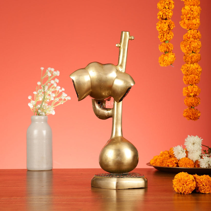 Brass Superfine Lord Ganesha with Sitar/Veena Table Accent Showpiece ...