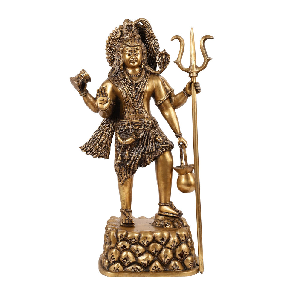 Buy Brass Superfine Standing Lord Shiva Statue - 30 Inch - Budhshiv.com