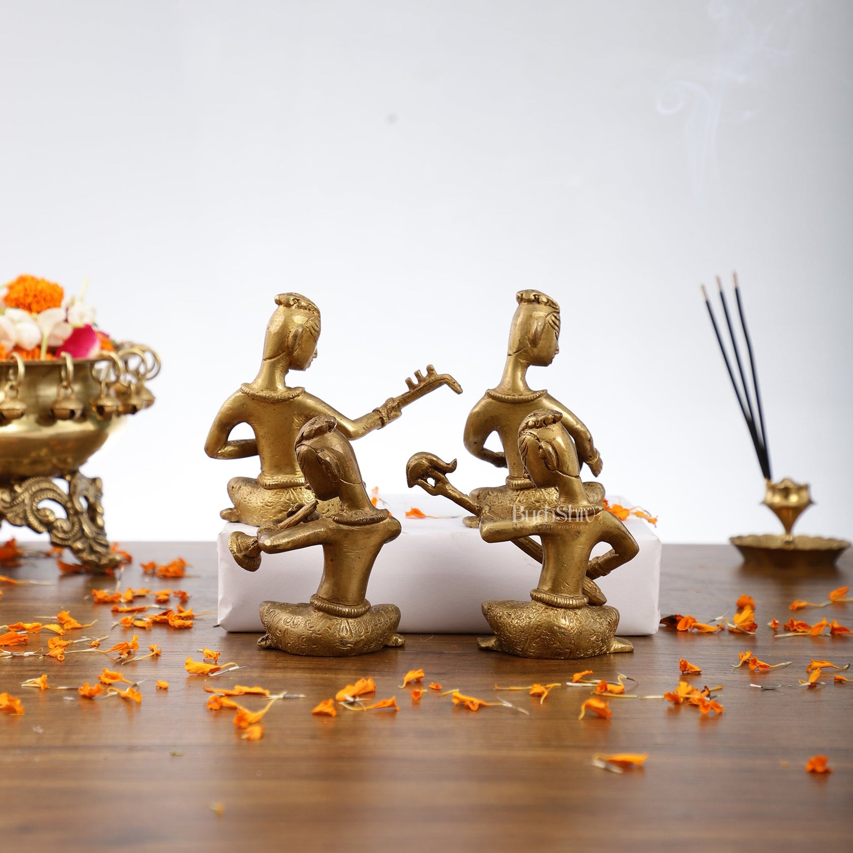 Brass Tribal Musicians set of 4 showpiece – Budhshiv.com