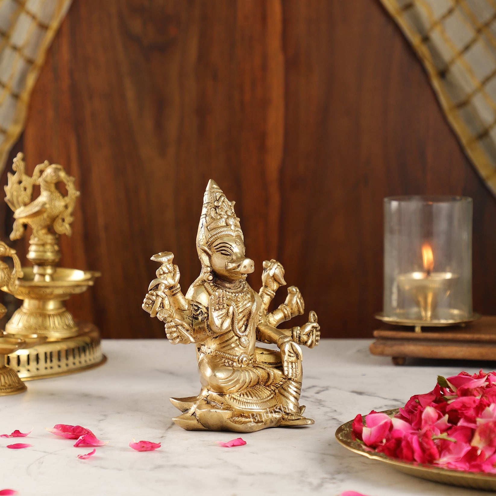 Buy Brass Varahi amman statue 6" antique - Budhshiv.com