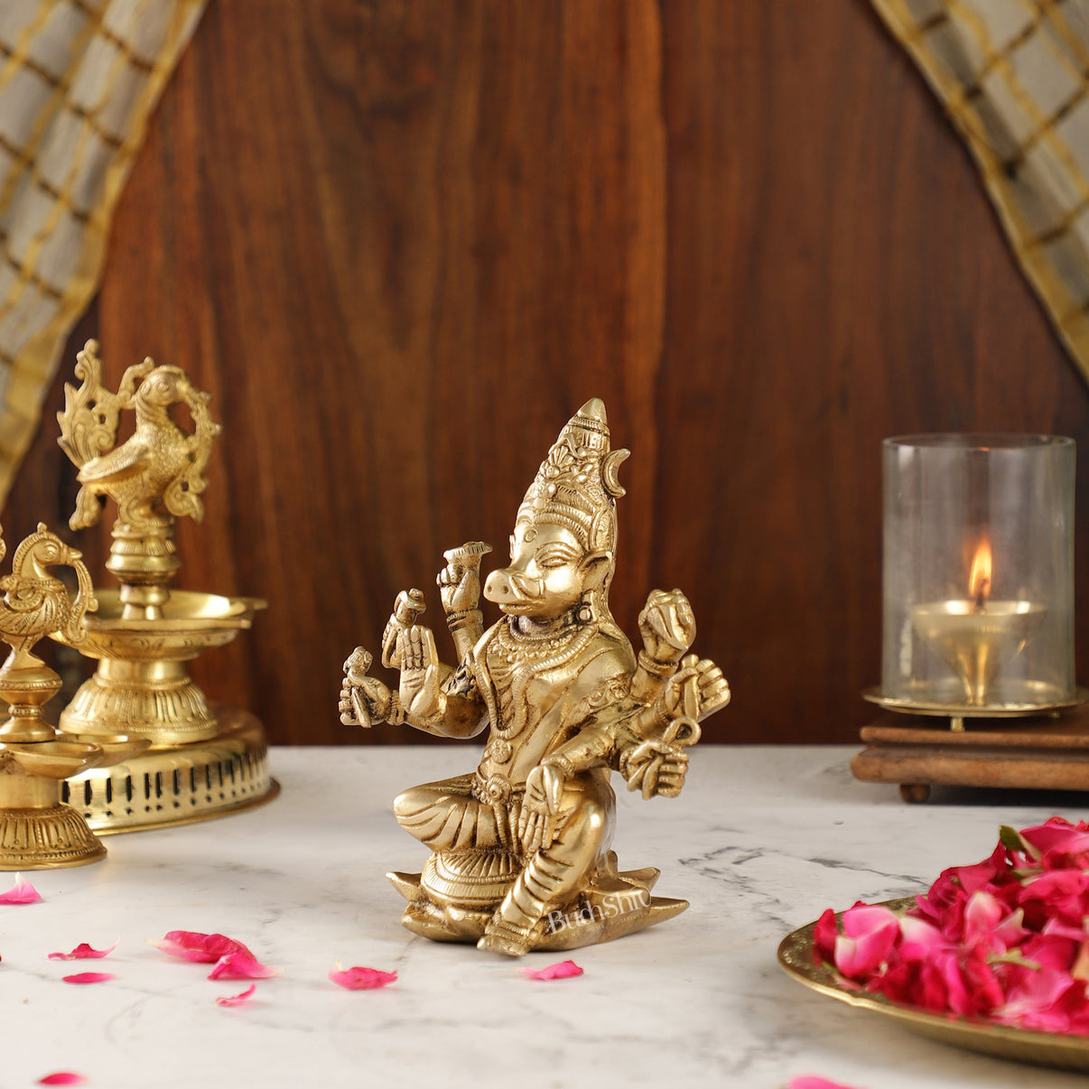Buy Brass Varahi amman statue 6" antique - Budhshiv.com