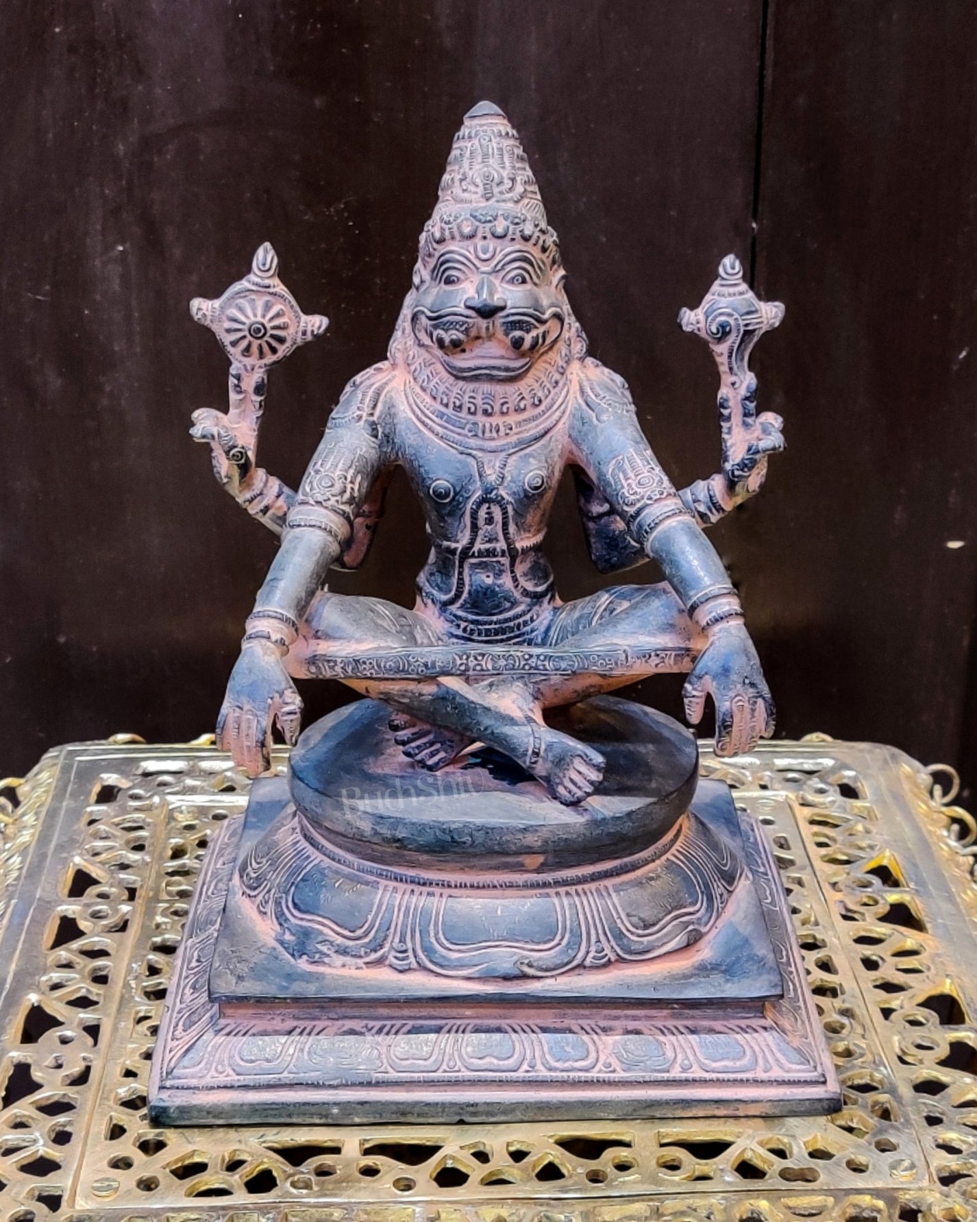 Buy Brass Ugra Yog Narsimha Statue 11" - Budhshiv.com