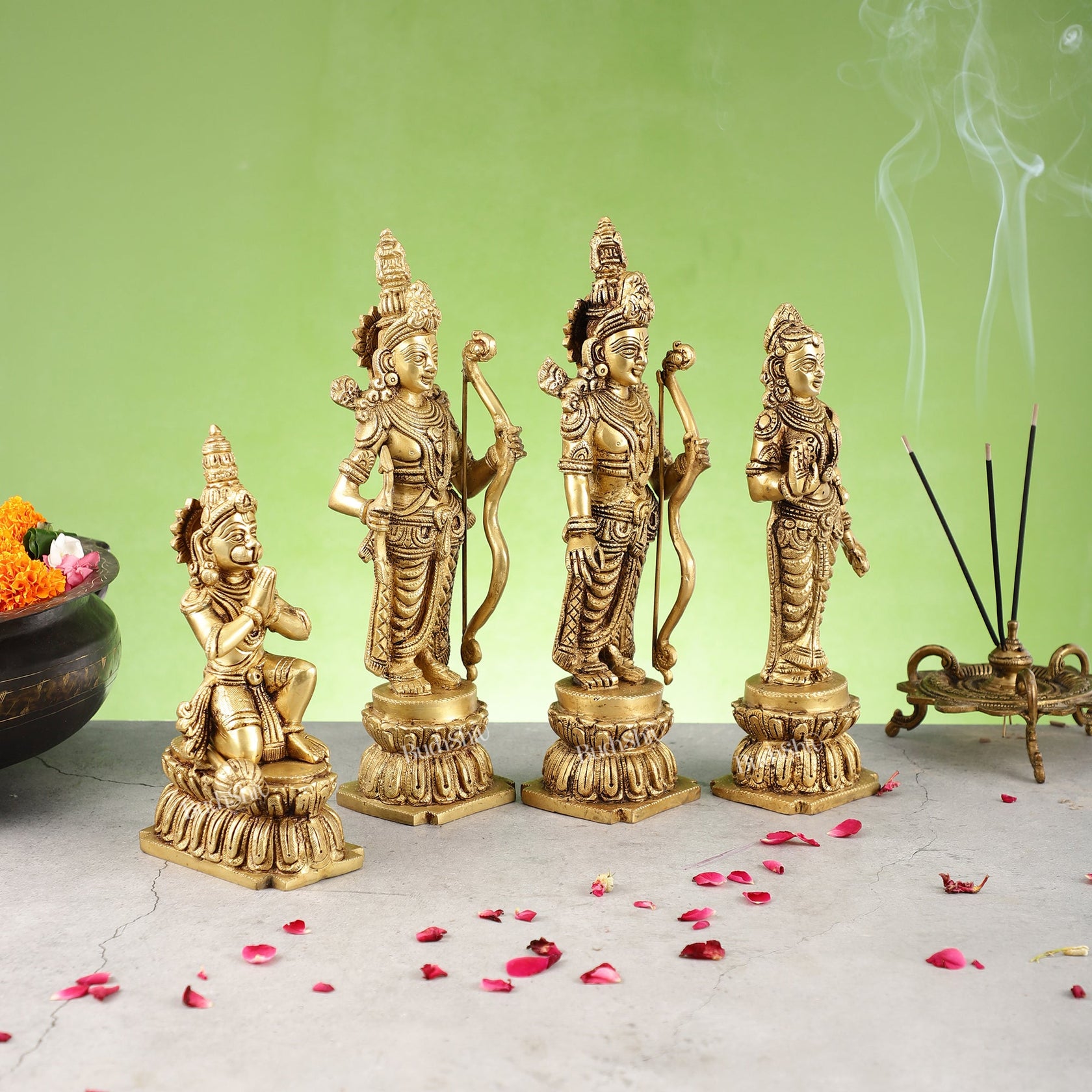 Buy Divine Handcrafted Superfine Brass Ram Darbar Set 12 inch ...