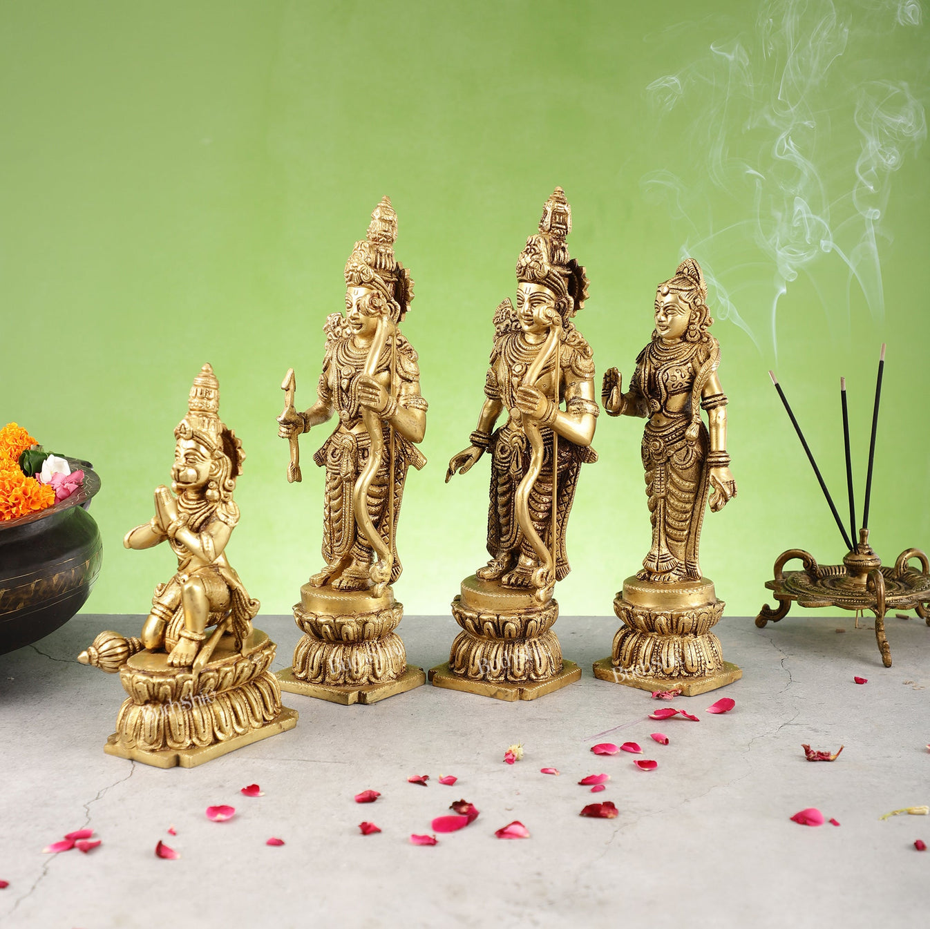 Buy Divine Handcrafted Superfine Brass Ram Darbar Set 12 inch ...