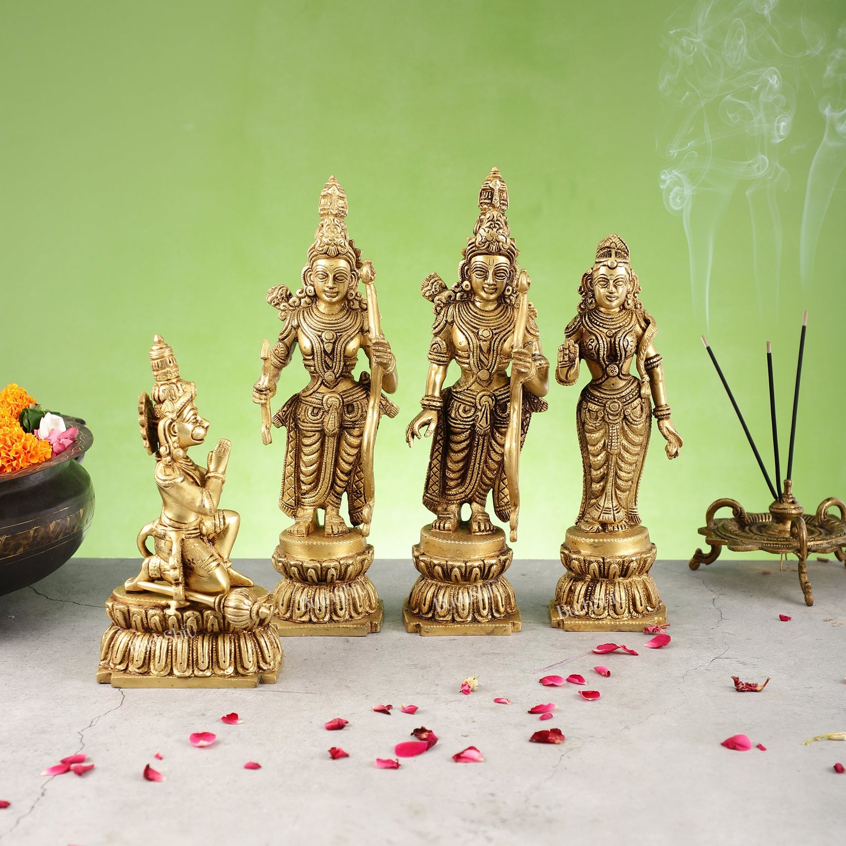 Buy Divine Handcrafted Superfine Brass Ram Darbar Set 12 inch ...