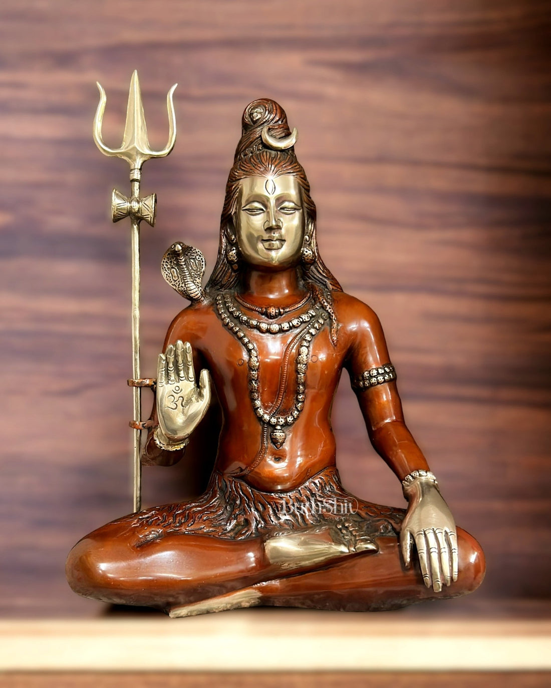 Lord Shiva Brass Idol - 20" Handcrafted Mahadev Statue - Budhshiv.com