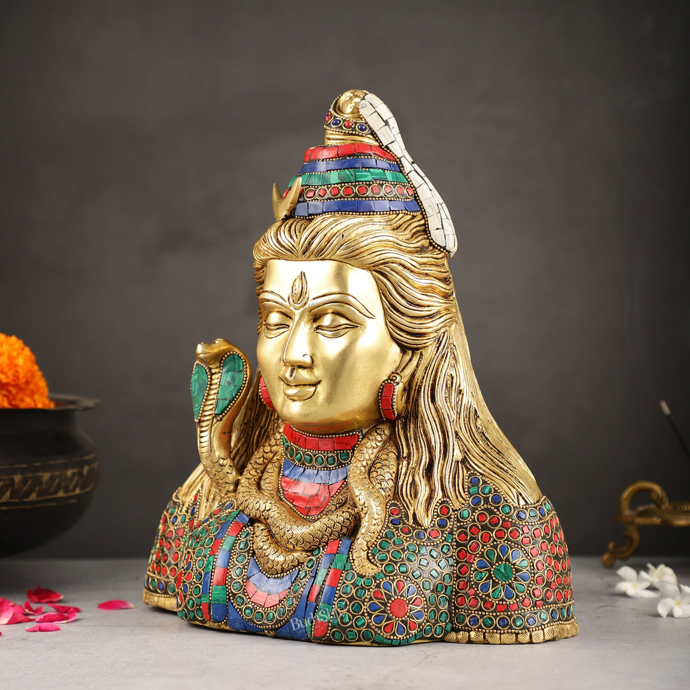 Buy Exquisite Handcrafted Lord Shiva Bust Statue - Superfine Brass ...