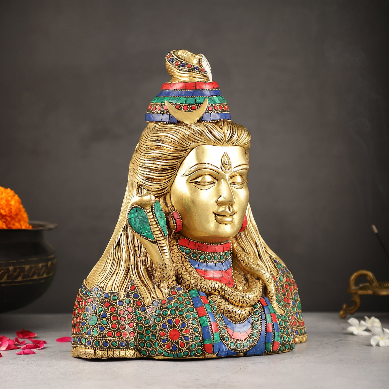 Buy Exquisite Handcrafted Lord Shiva Bust Statue - Superfine Brass ...