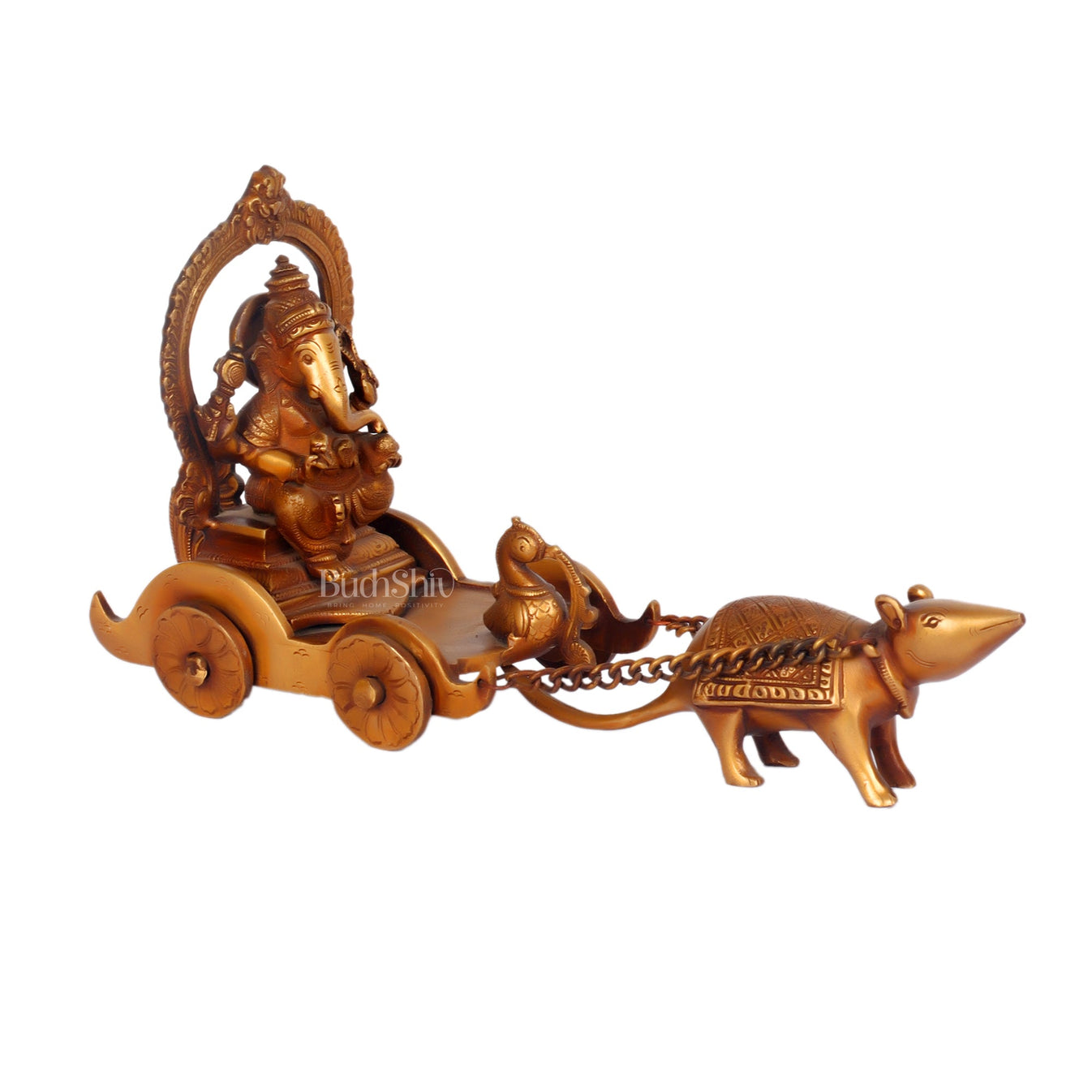 Buy Ganesha with a mouse on a Rath Chariot 11" - Budhshiv.com