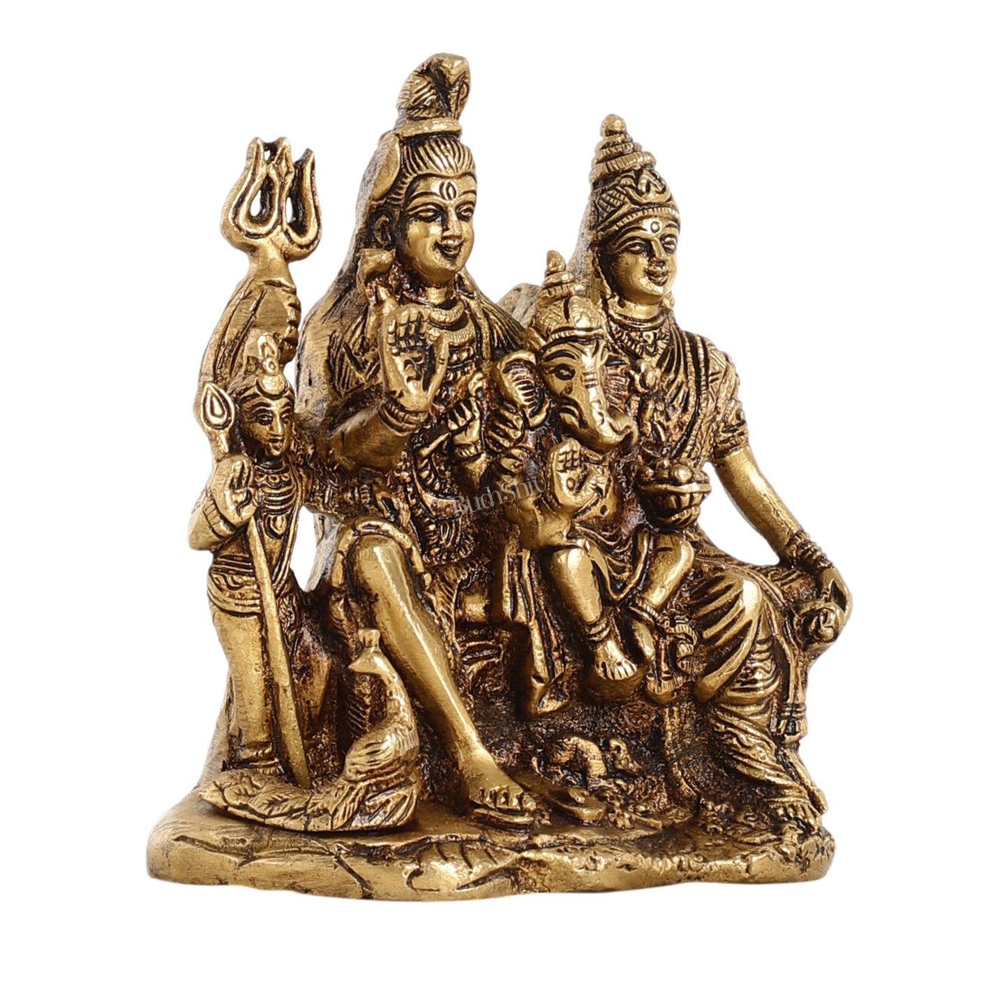 Buy Handcrafted Brass Lord Shiva Parivaar Idol 6" - Budhshiv.com