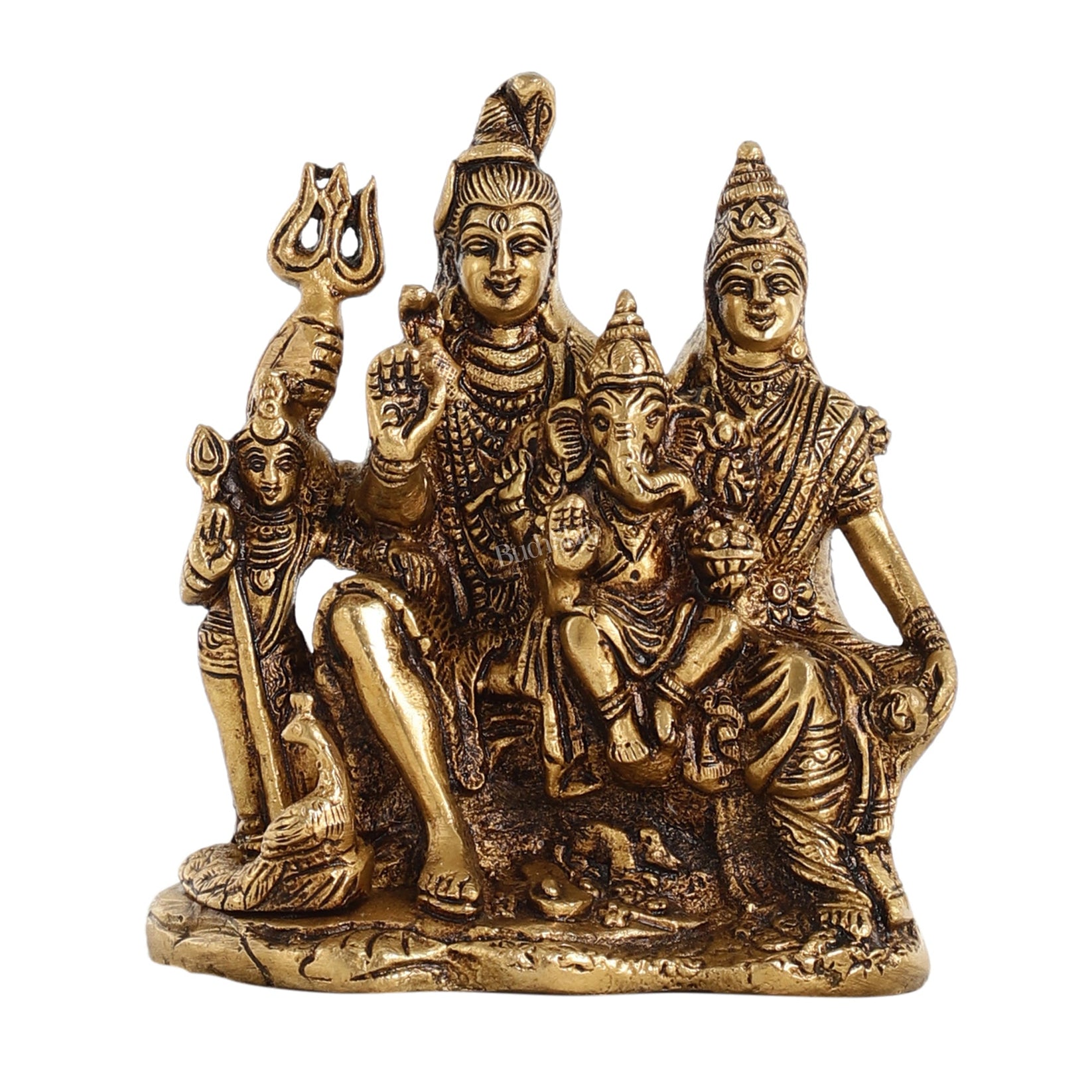 Buy Handcrafted Brass Lord Shiva Parivaar Idol 6" - Budhshiv.com