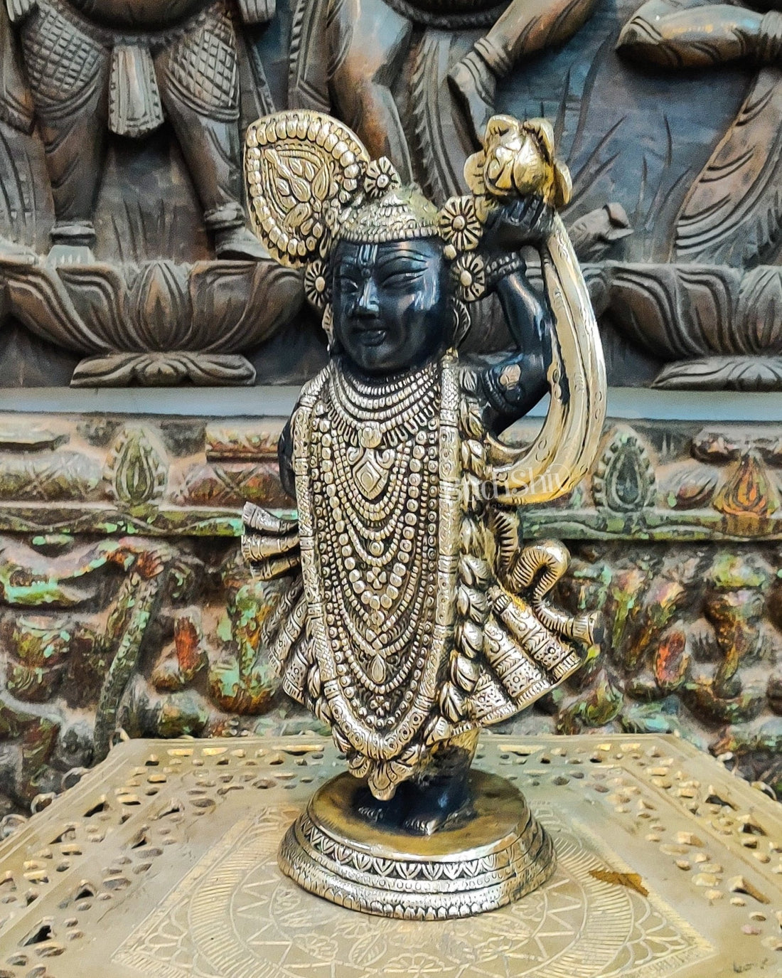 Buy Handcrafted Brass Lord Shrinath Ji Statue | From Nathdwara 13 inch ...
