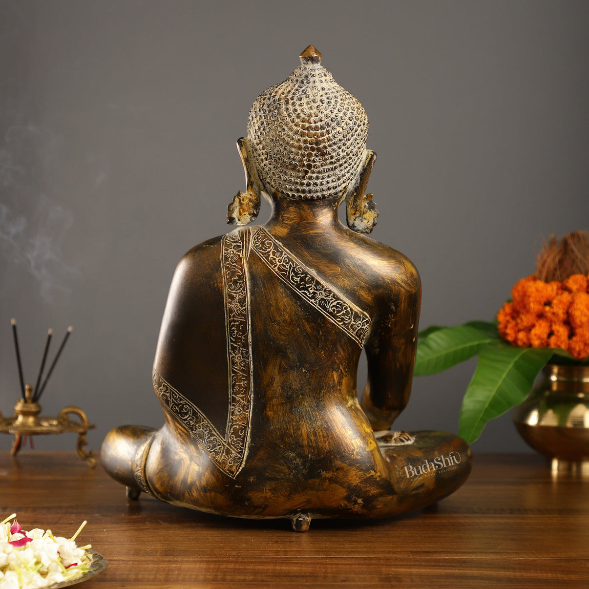 Buy Handcrafted Fine Brass Buddha Statue | Bhoomisparsha Mudra |15 ...
