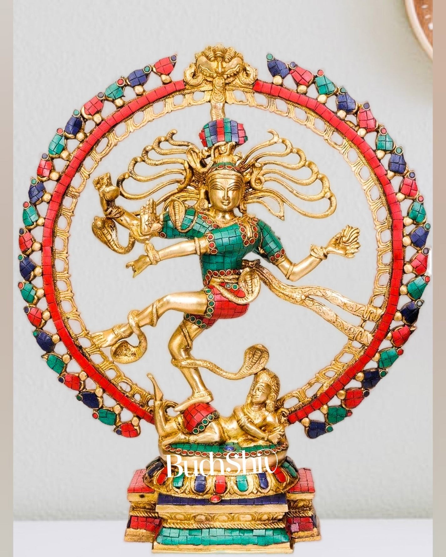 Buy Handcrafted Fine Brass Nataraja Statue with Stonework - 20.5 ...