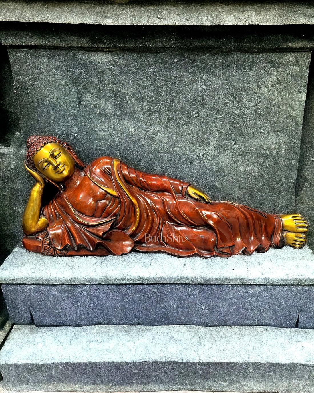 Buy Large Brass Superfine Mahaparinirvana Sleeping Buddha Statue 48 ...